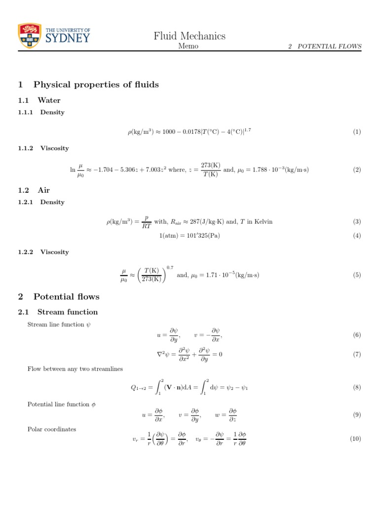 Fluid Mechanics: 1 Physical Properties of Fluids | PDF | Boundary Layer | Laminar Flow
