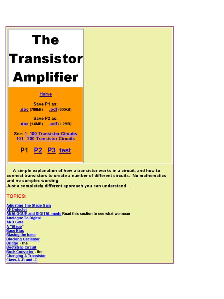 The Transistor Amplifier | PDF | Bipolar Junction Transistor | Amplifier