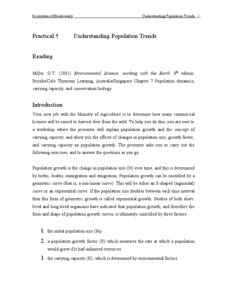 Prac 5 Understanding Population Trends | PDF | Population Growth ...