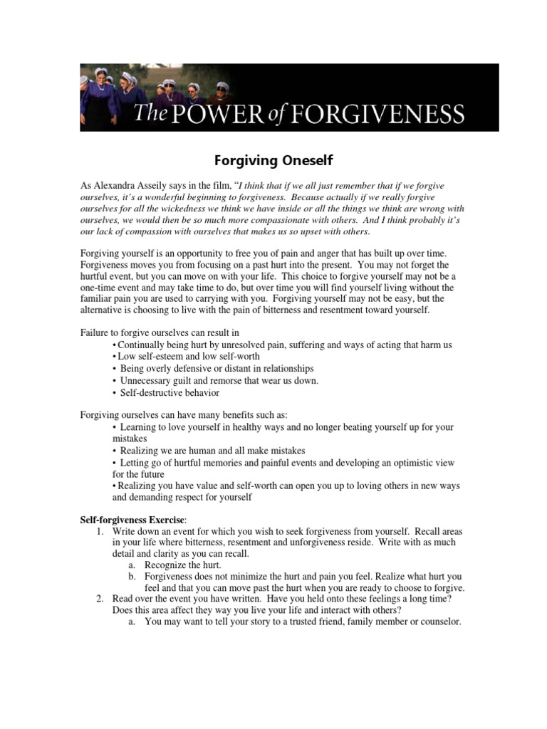 An Exercise in Forgiving Oneself | PDF | Forgiveness | Self Esteem