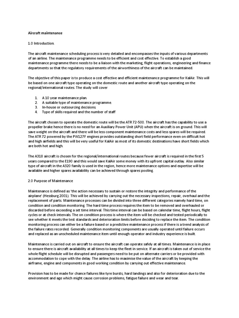 Aircraft Maintenance Scheduling | Airlines | Aerospace Engineering