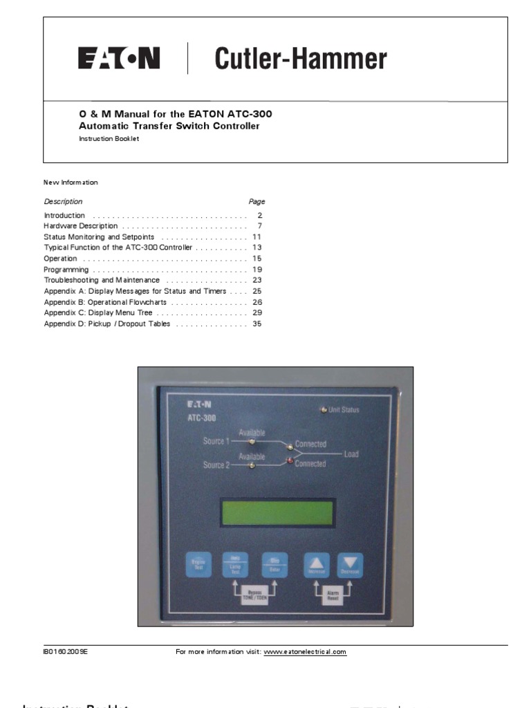 ATC-300 Automatic Transfer Switch Controller | PDF | Relay | Switch