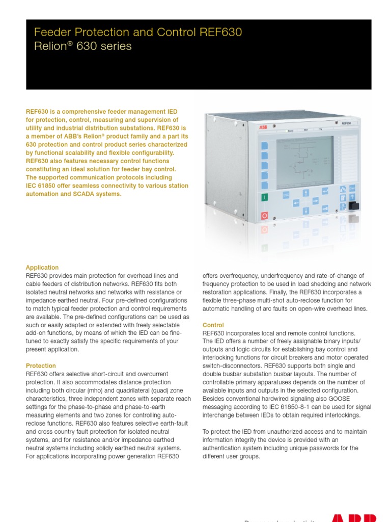 Ref630 Broch 756382 Lrena | PDF | Electrical Substation | Electrical ...