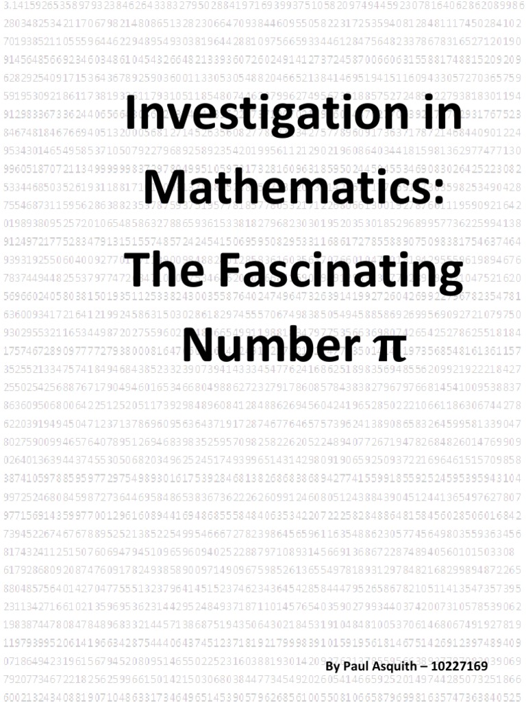 The Fascinating Number Pi | PDF | Leonhard Euler | Teaching Mathematics