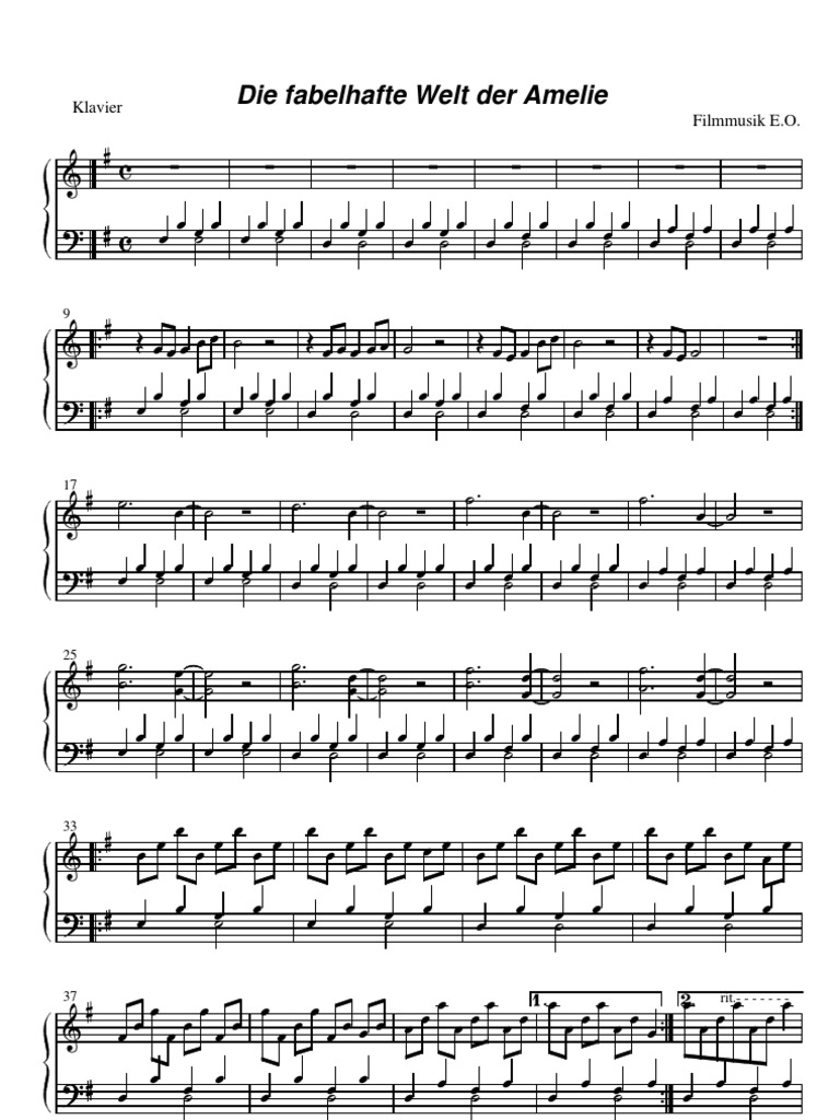 Klaviernoten Klavier Noten - Fabelhafte Welt Der Amelie | PDF Klaviernoten Klavier Noten - Fabelhafte Welt Der Amelie | PDF