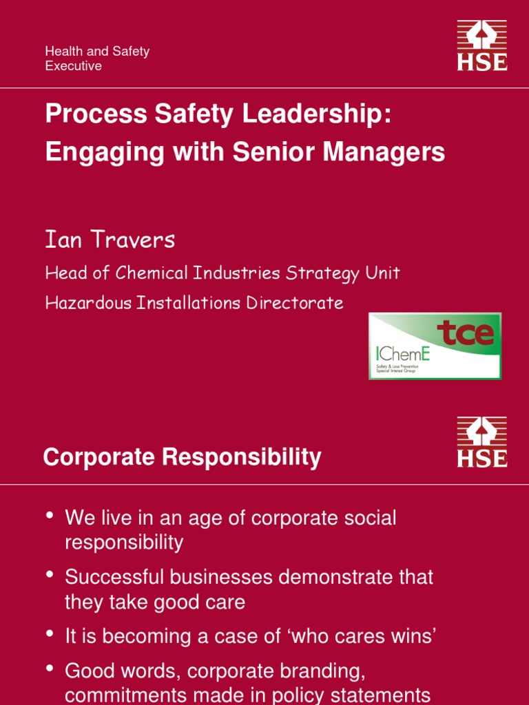 Process Safety Leadership Engaging With Senior Managers | PDF | Risk ...