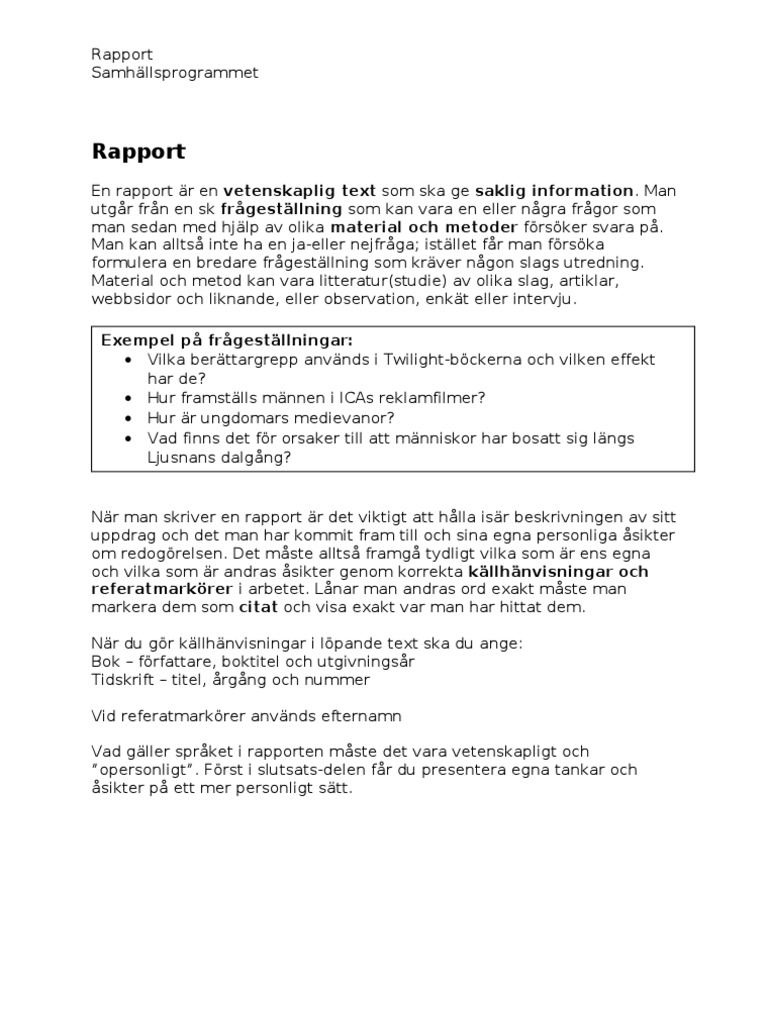 Rapportmall SA | PDF
