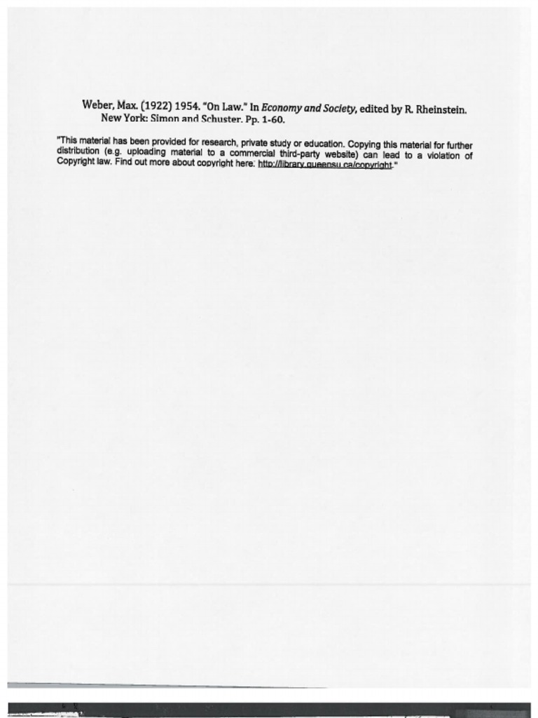Max Weber On Law in Economy and Society | PDF | Jurisprudence | Max Weber