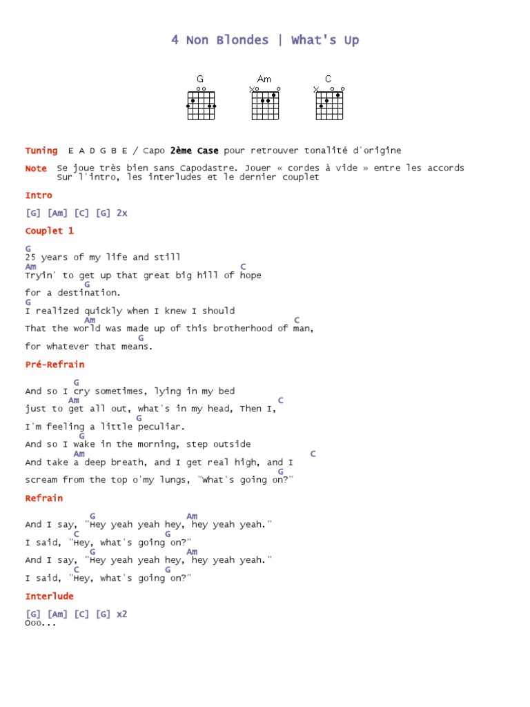4 Non Blondes: What's Up Chords & Lyrics | PDF