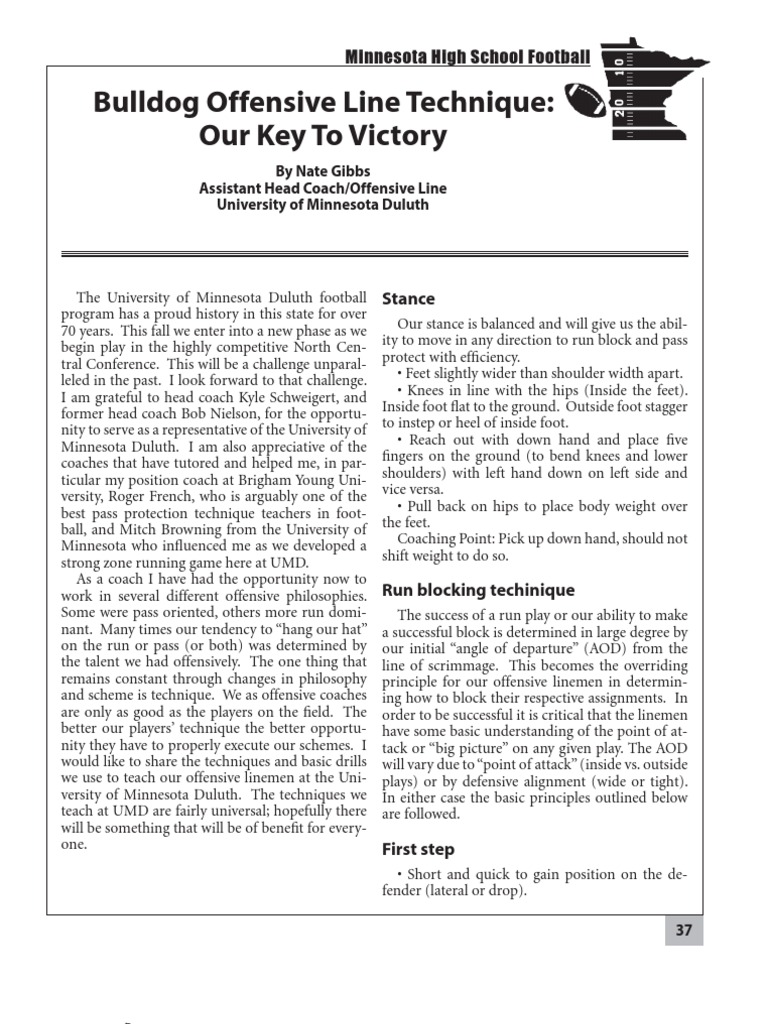Bulldog Offensive Line Technique: Our Key To Victory: Minnesota High ...