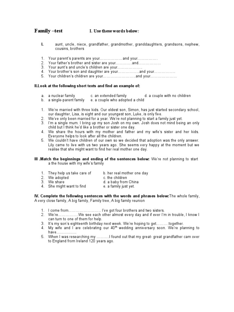 An Analysis of Family Relationships and Structures Based on a ...