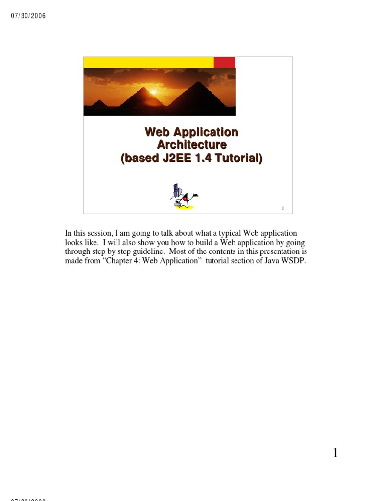 Web Application Architecture (Based J2EE 1.4 Tutorial) | PDF | Java Server Pages | Java Servlet