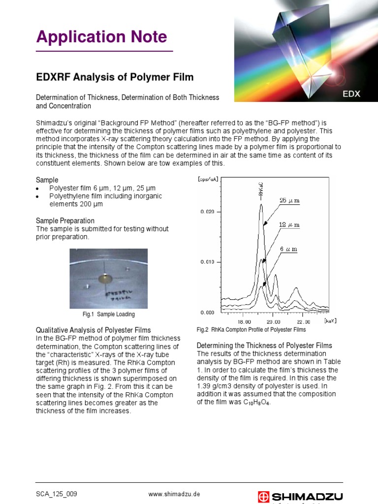 Edxrf Analysis of Polymer Film PDF | PDF | Polymers | Density