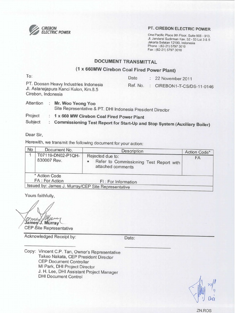 Commissioning Test Report (Auxiliary Boiler)