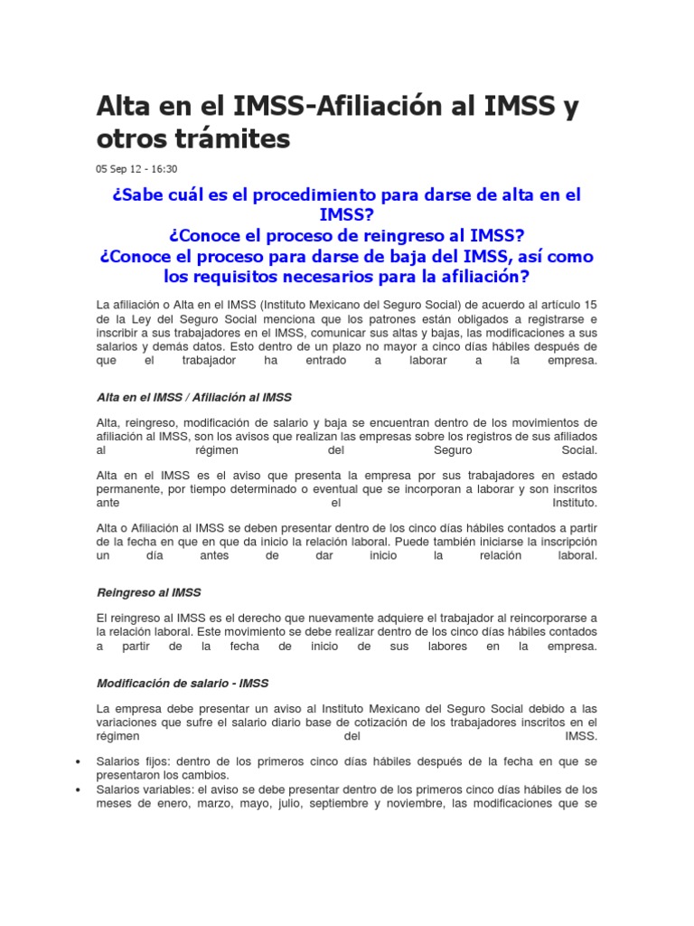 Alta en El IMSS | PDF | Gobierno