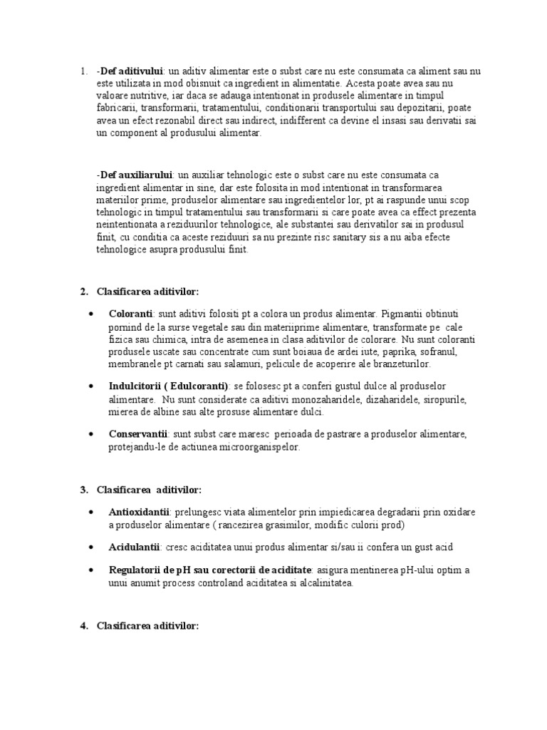 Subiecte Aditivi Si Auxiliari Pentru Industria Alimentara | PDF