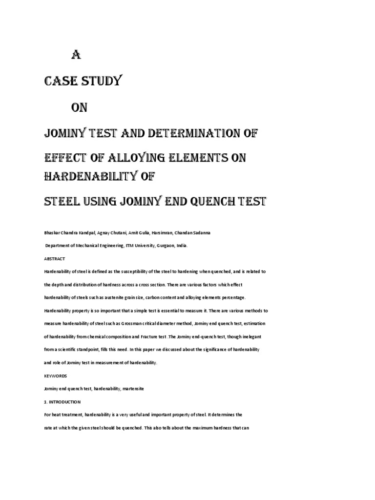 Jominy Test | PDF | Steel | Heat Treating
