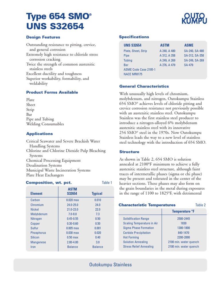 654 Smo | Download Free PDF | Stainless Steel | Corrosion