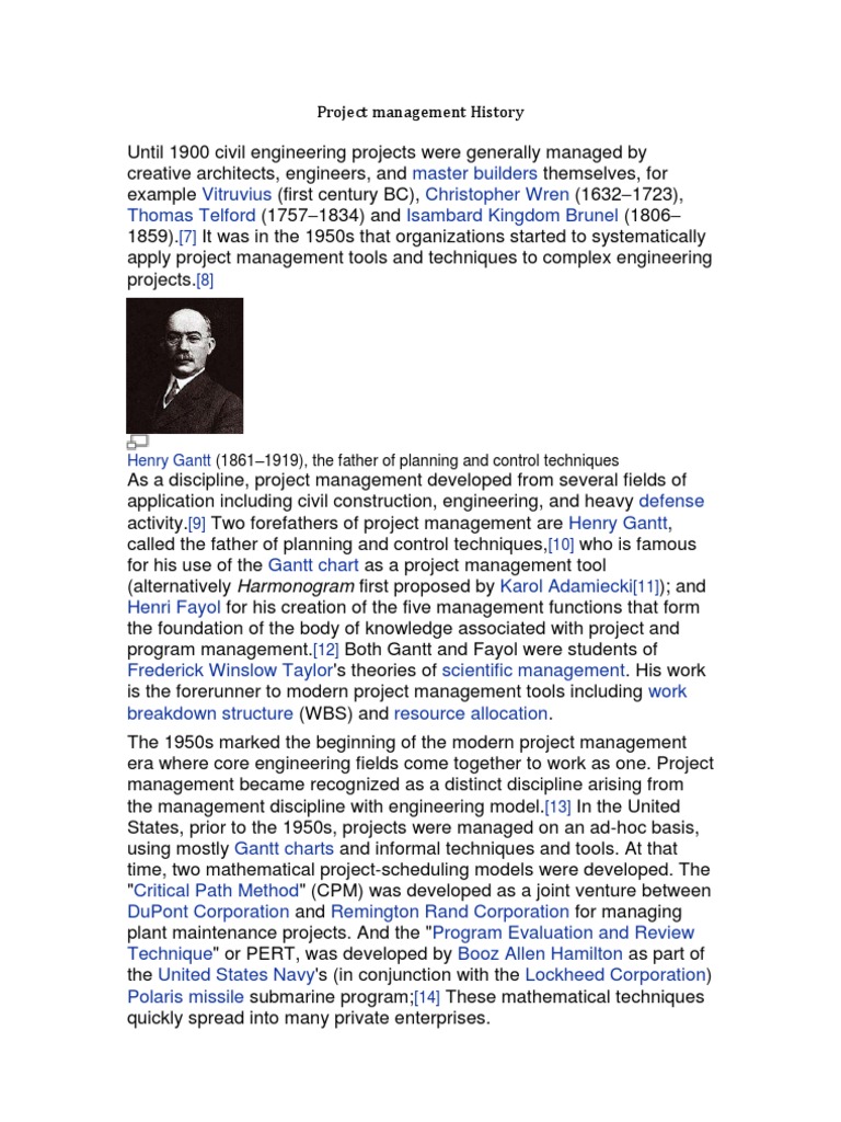 History of Project Management Techniques | PDF | Project Management ...