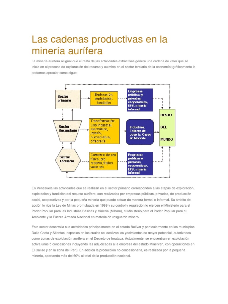 Las cadenas productivas en la minería aurífera | Minería | Cadena de valor