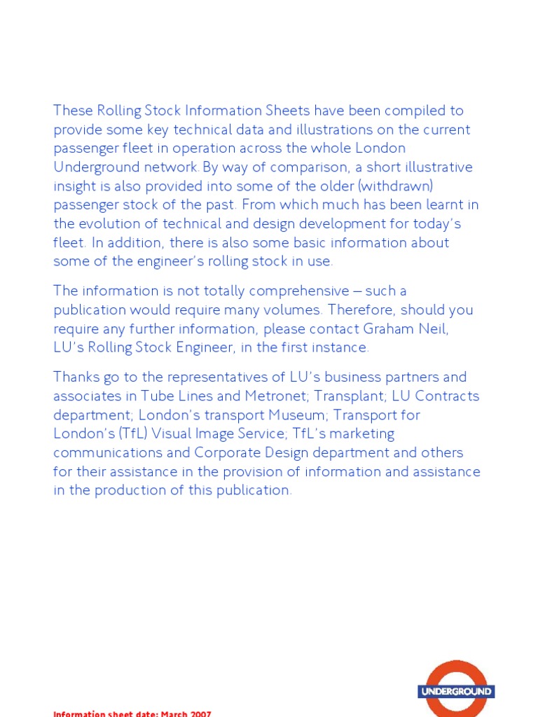 Rolling Stock Data Sheet 2nd Edition | PDF | Train | Rolling Stock