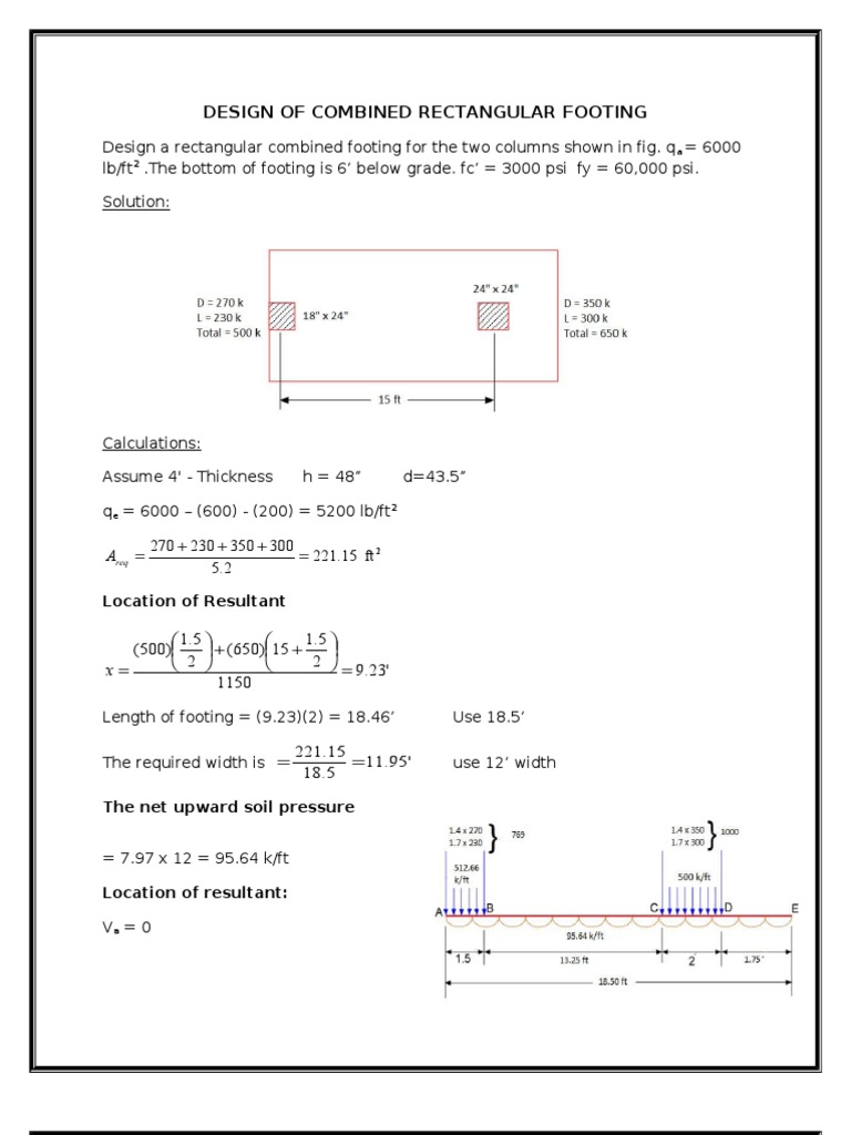 Combined Rectangular Footing Design | PDF | Economic Sectors | Materials
