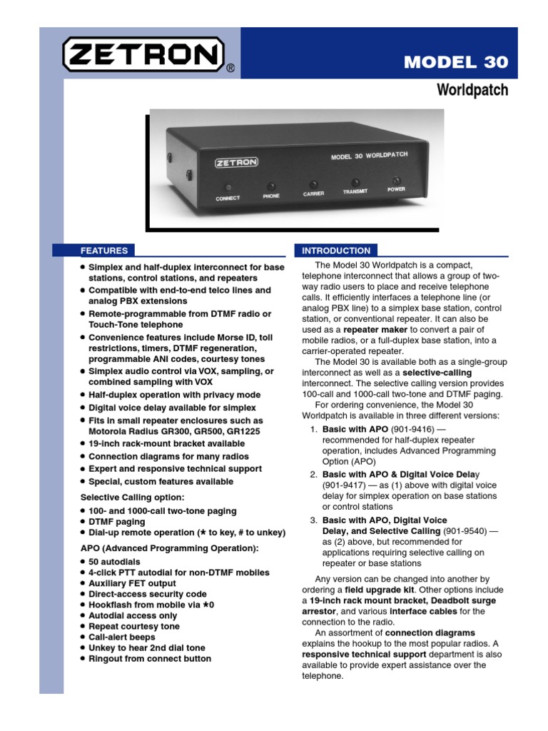 Zetron Model 30 Brochure | PDF | Telephone | Radio