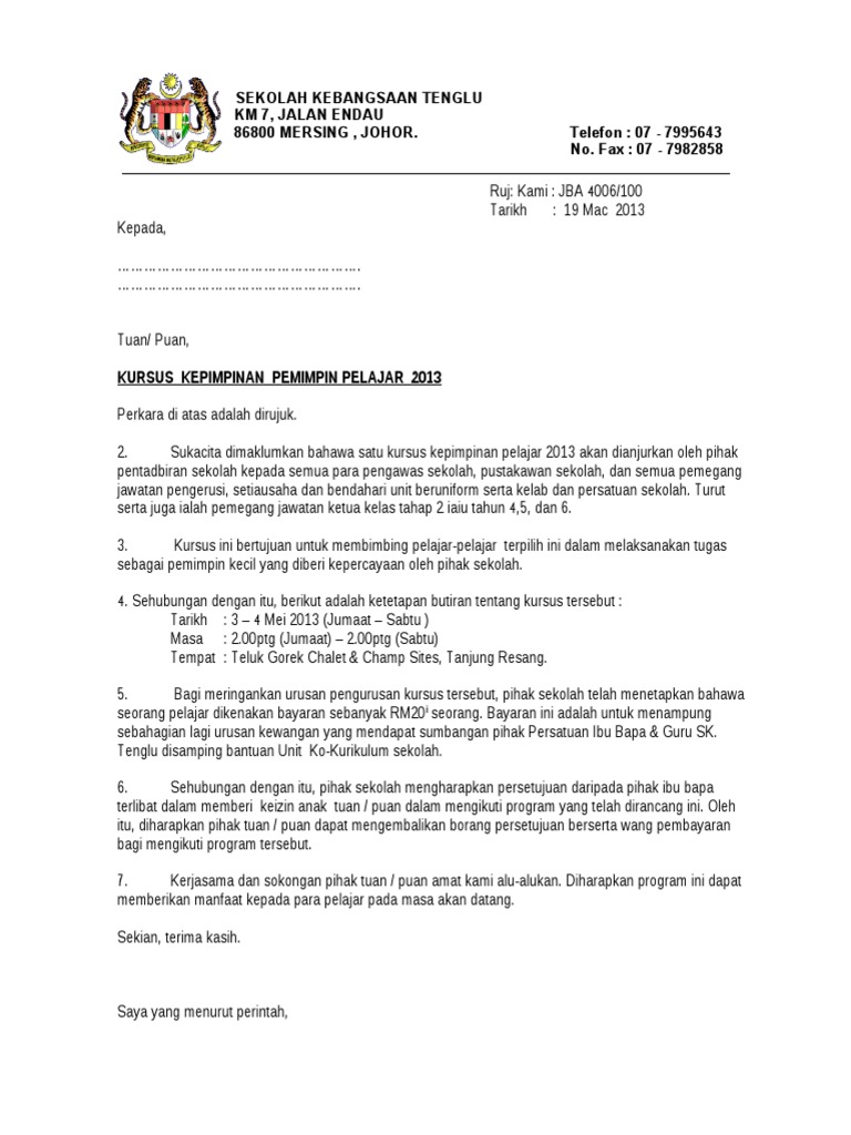 Surat Kursus Kepimpinan | PDF