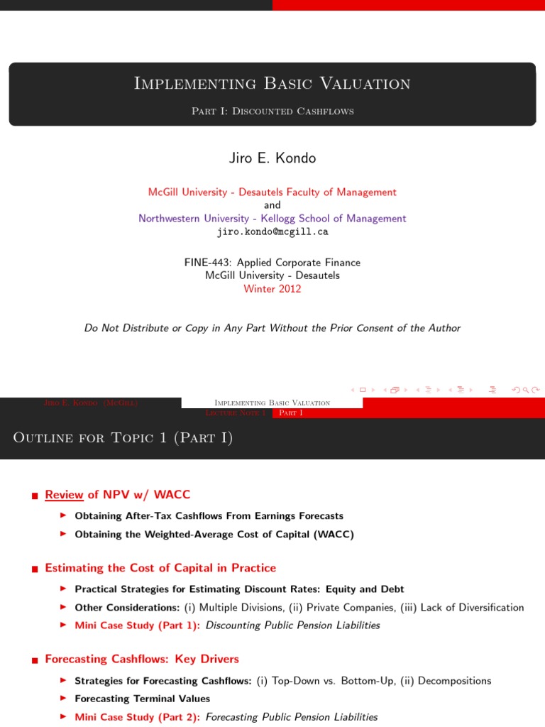 Basic Valuation with DCF and WACC | PDF | Beta (Finance) | Discounted ...