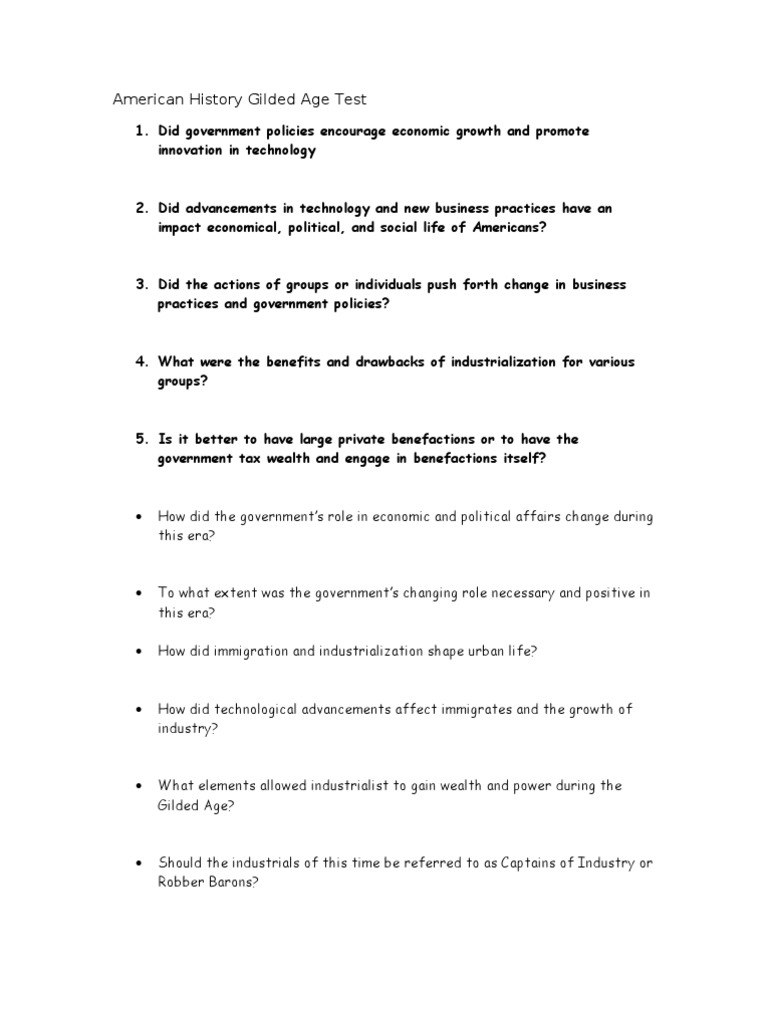 Gilded Age Study Guide | PDF | Strike Action | American Federation Of Labor