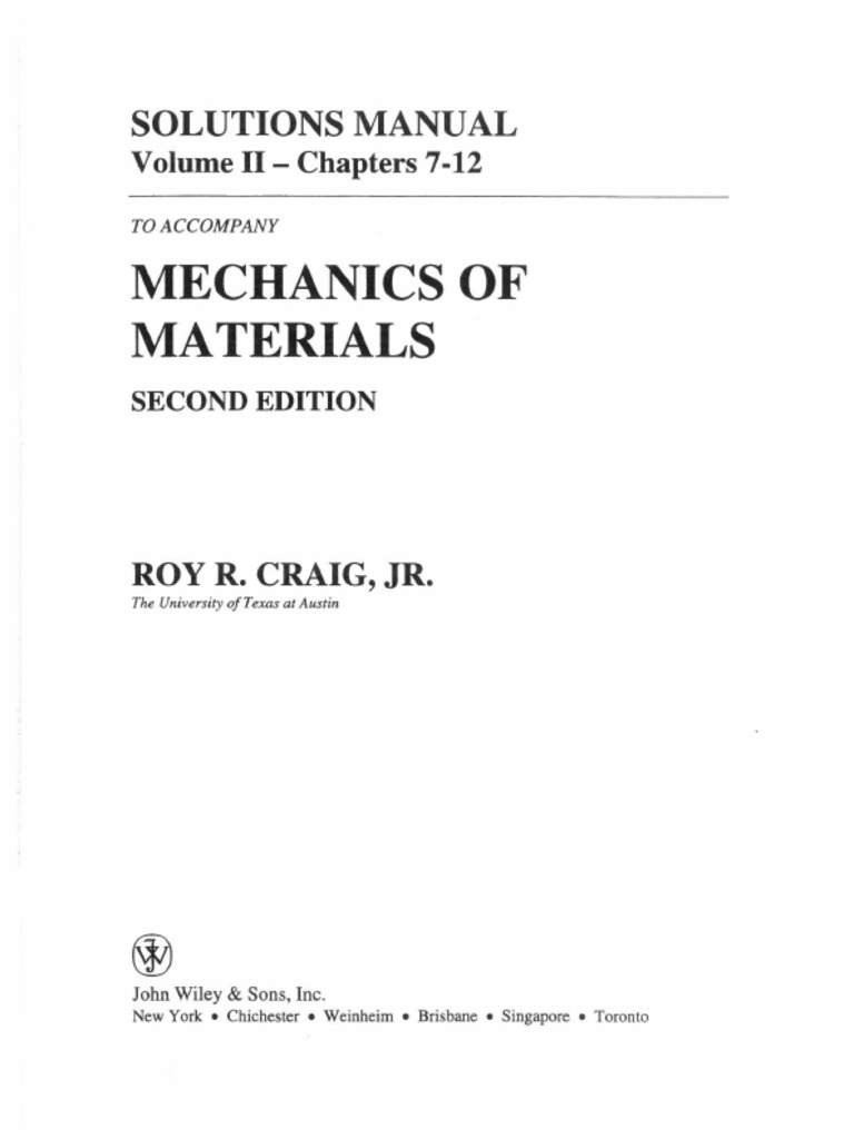 Mechanics of Materials 2e Vol 2 - Craig | PDF