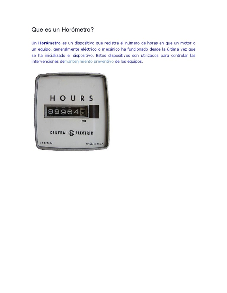 Que Es Un Horómetro | PDF