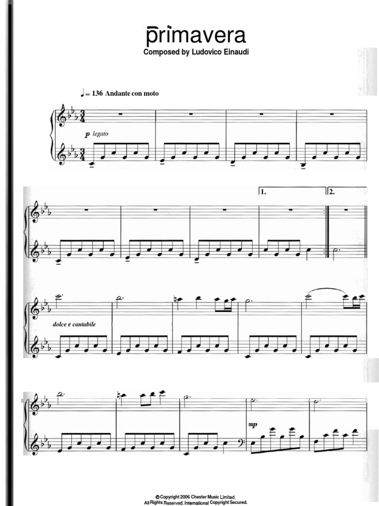 Ludovico Einaudi Primavera Sheets | PDF