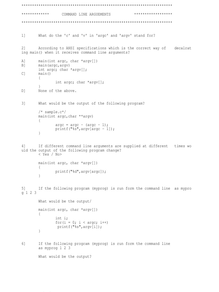 Command Line Arguments | PDF | C (Programming Language) | Command Line Interface