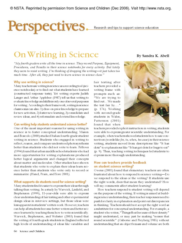 On Writing in Science | PDF | Science Education | Inquiry Based Learning