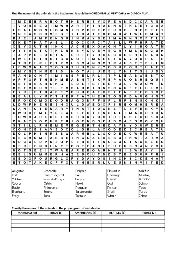 Animal Science Word Search | PDF