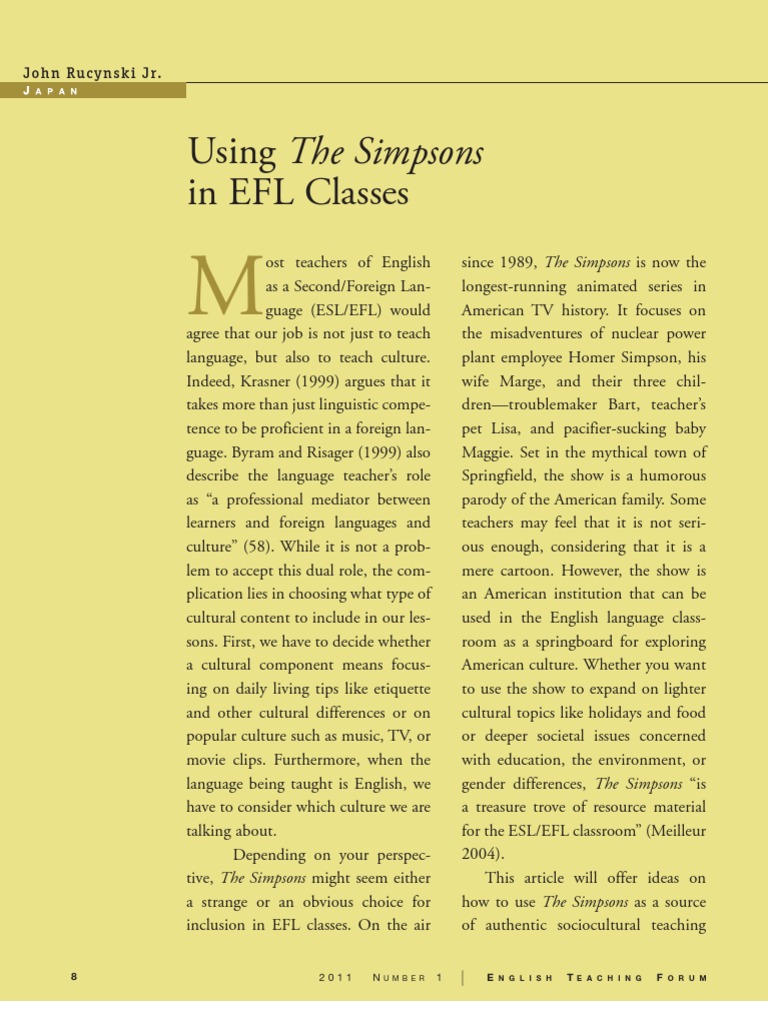 The Simpsons in The EFL Classroom | PDF