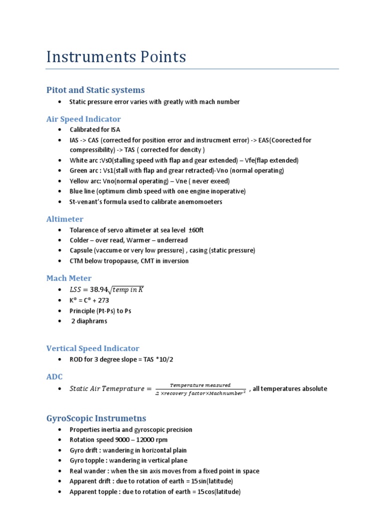 Instruments Short Notes | PDF | Gyroscope | Compass