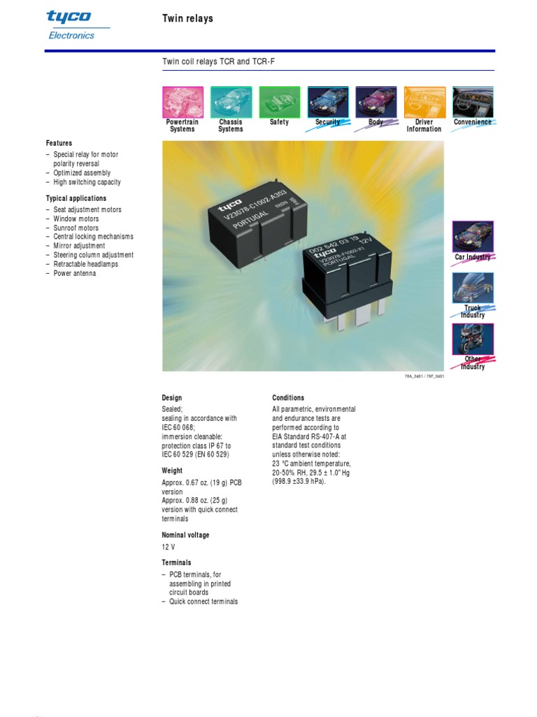 Tyco Rele EC V23078-c1002-A303 Datasheet | PDF | Relay | Inductor