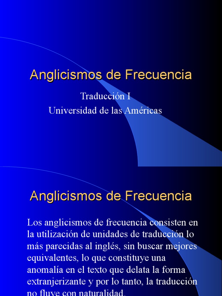 Anglicismos de Frecuencia | Traducciones | Adjetivo