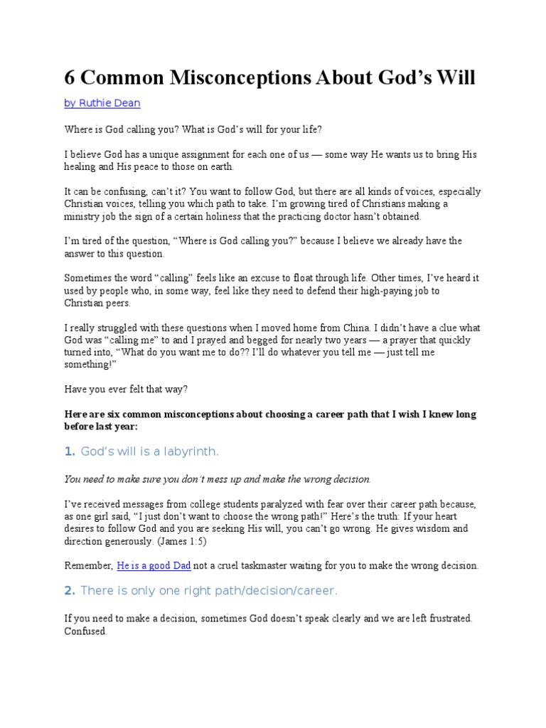 6 Common Misconceptions About God | PDF | Prayer | God