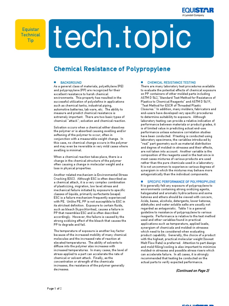 Polypropylene Chemical Resistance Guide | PDF | Polyethylene | Polymers