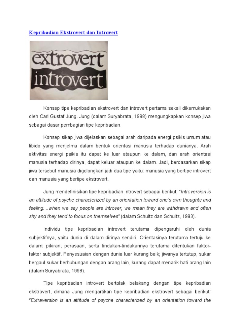 Kepribadian Ekstrovert Dan Introverts | PDF