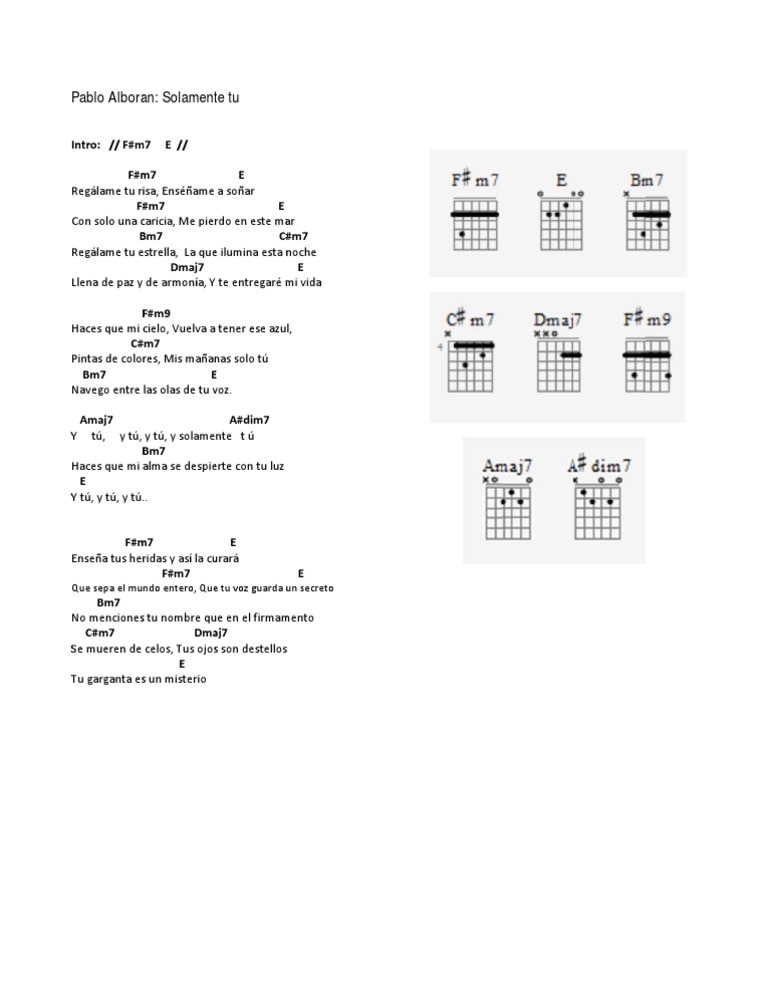 Acordes Pablo Alboran, Solamente Tu | PDF