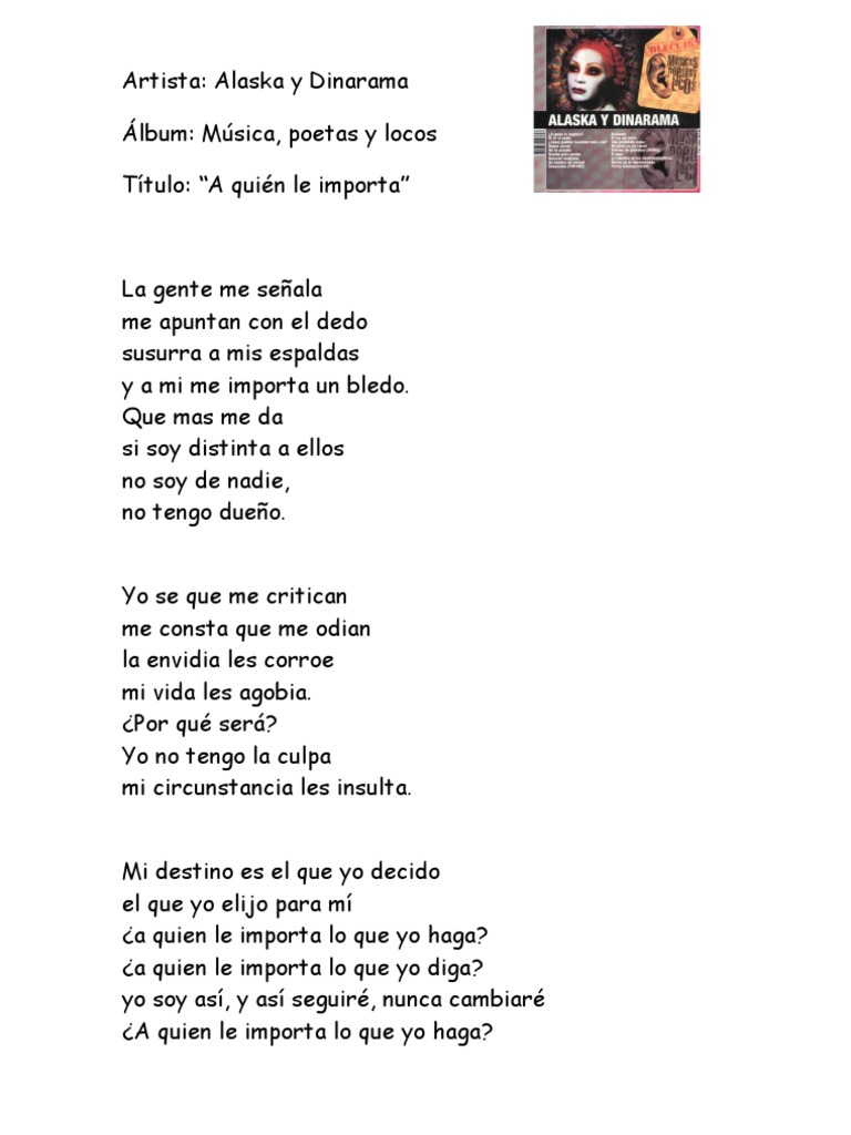 Letra A Quién Le Importa | PDF