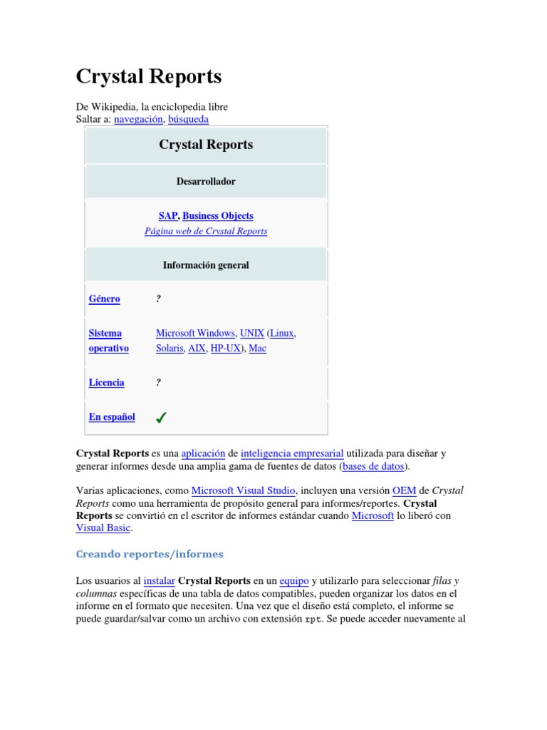 Crystal Reports | PDF | Software | Áreas de informática