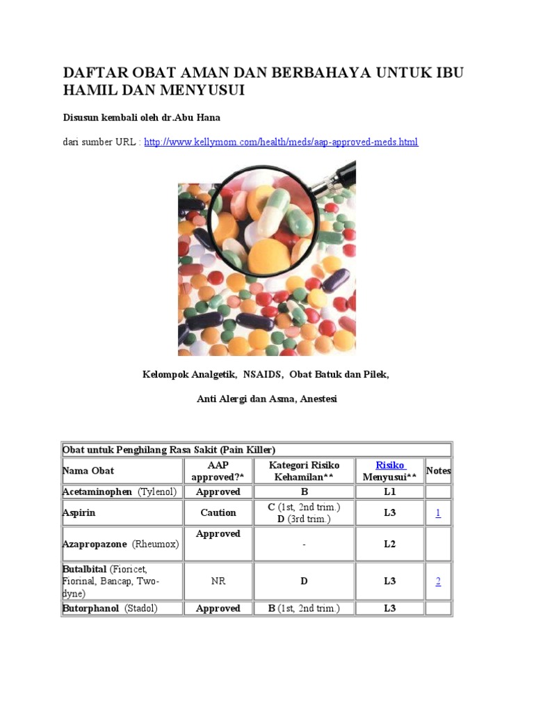Obat Aman untuk Ibu Hamil dan Menyusui | PDF | Breastfeeding | Analgesic