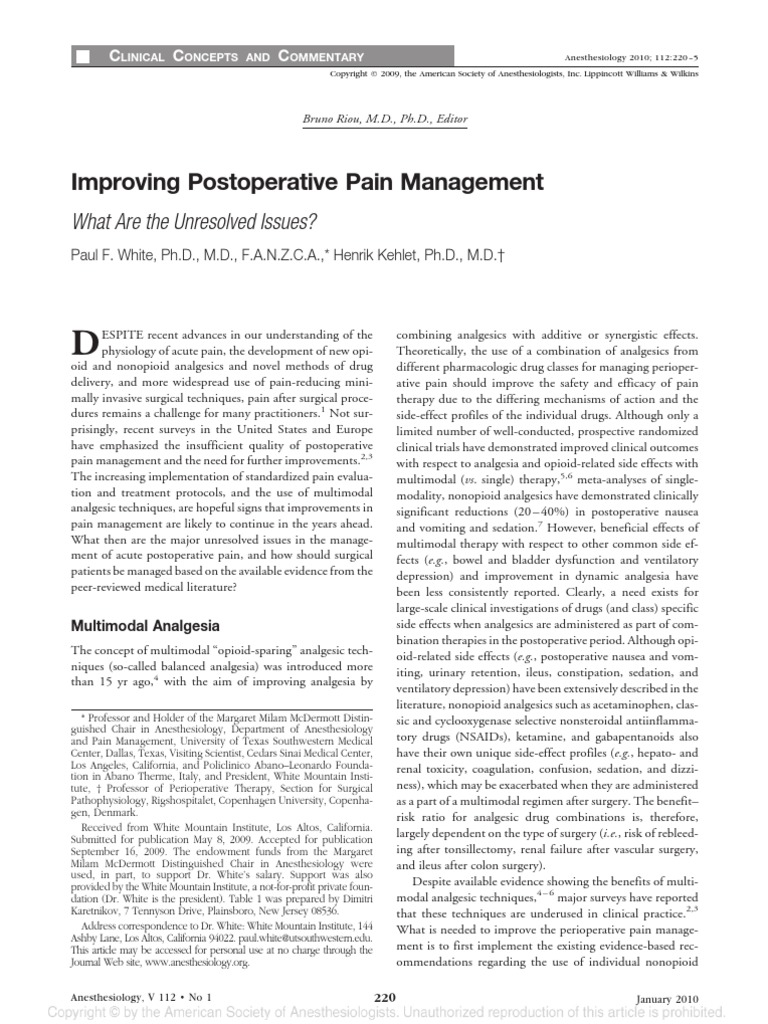 Improving Postoperative Pain Management What Are.40 | PDF