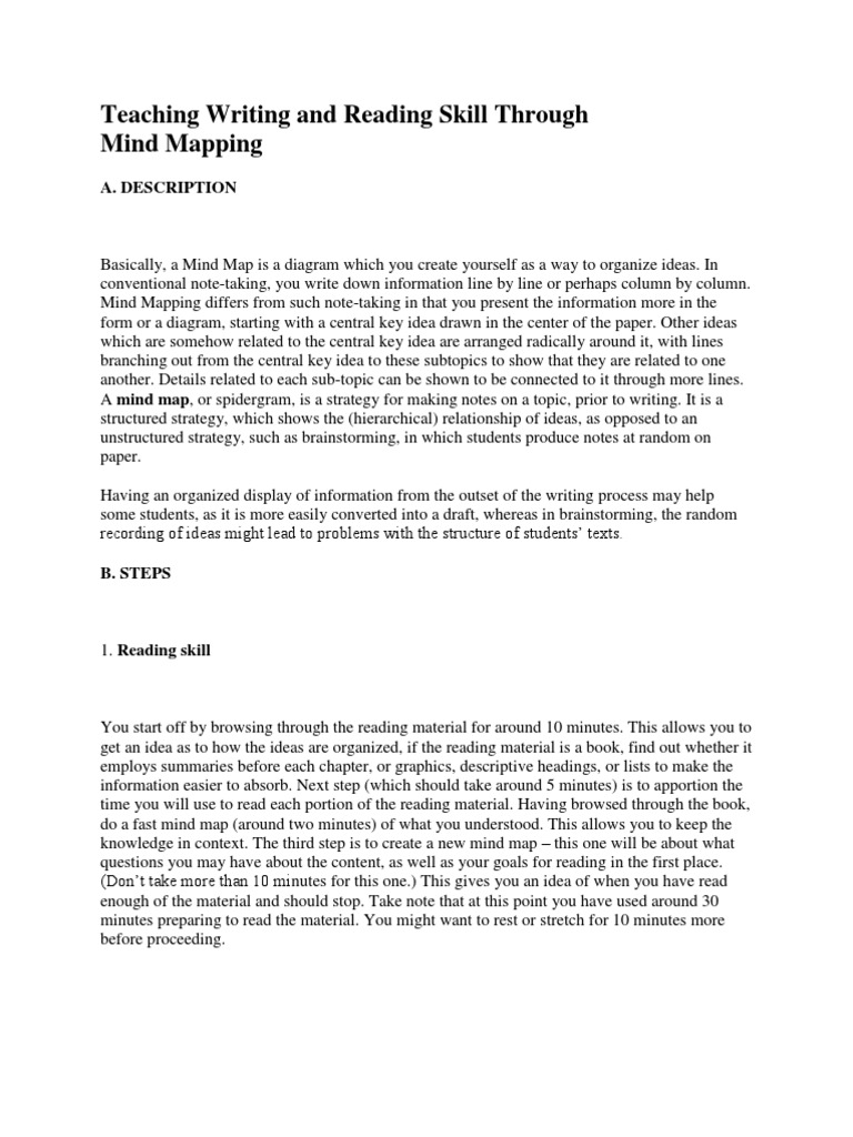 Teaching Writing and Reading Skill Through Mind Map | PDF ...