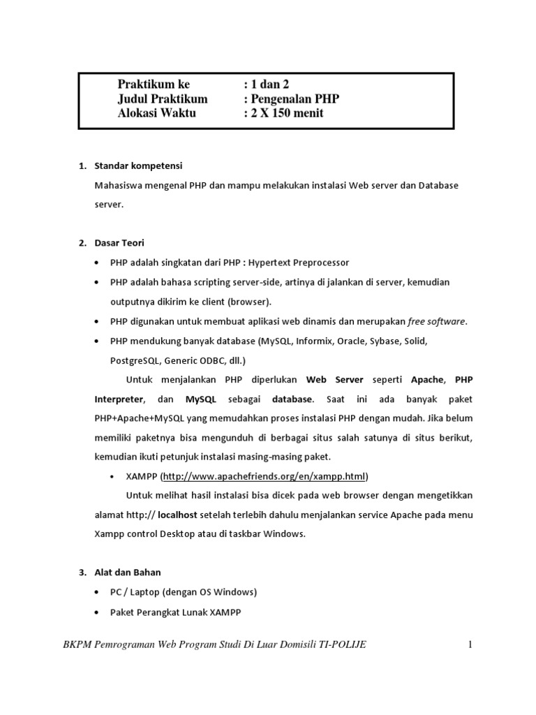 Panduan Instalasi dan Pemrograman PHP | PDF